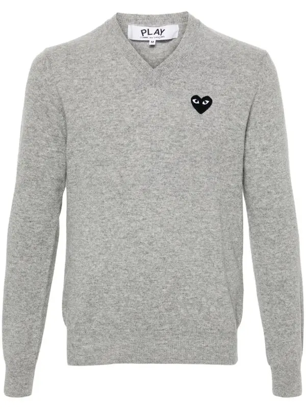 Play Comme Des Garcon Mélange-effect Wool Jumper - Grey