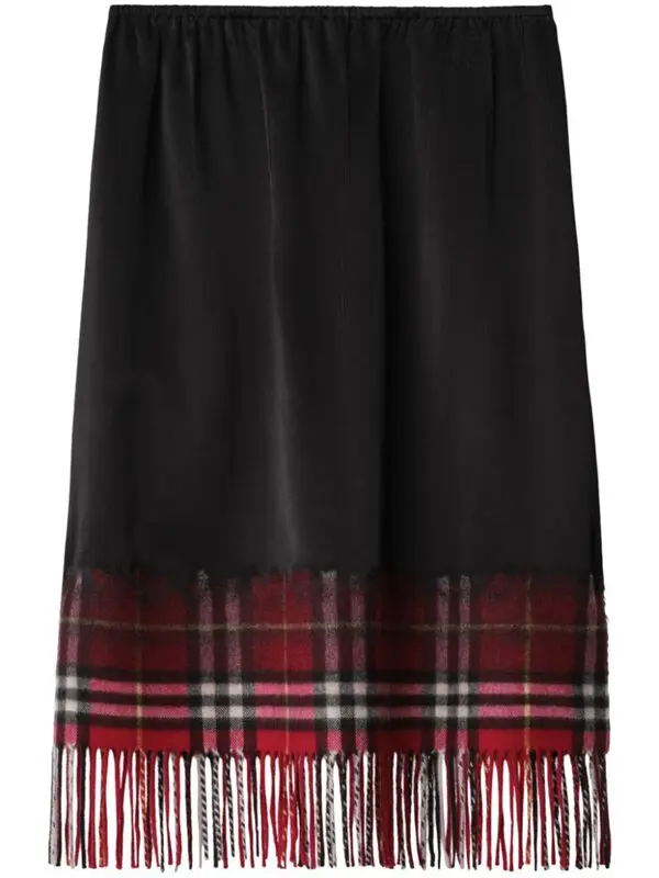 Burberry Fringed Midi Skirt - Black