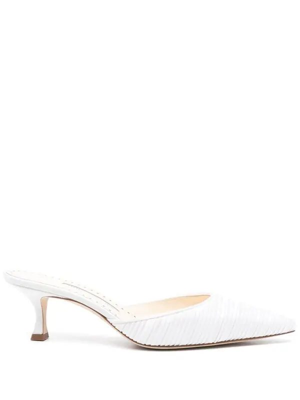 Manolo Blahnik 50mm Carolyne Mules - White