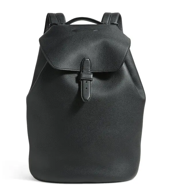 Brioni Grained Leather Backpack - Black