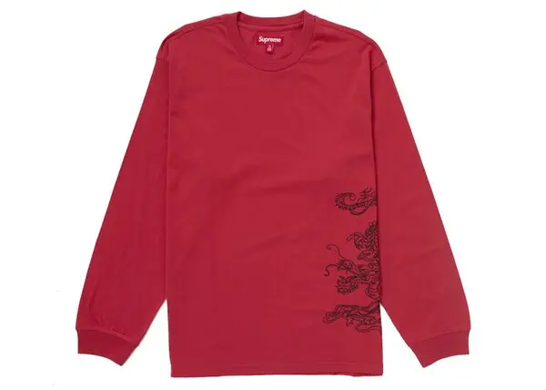 Supreme Dragon Embroide Long Sleeve Top