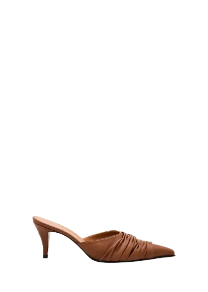 Alexander McQueen Ruched Leather Mule Pumps - Rust