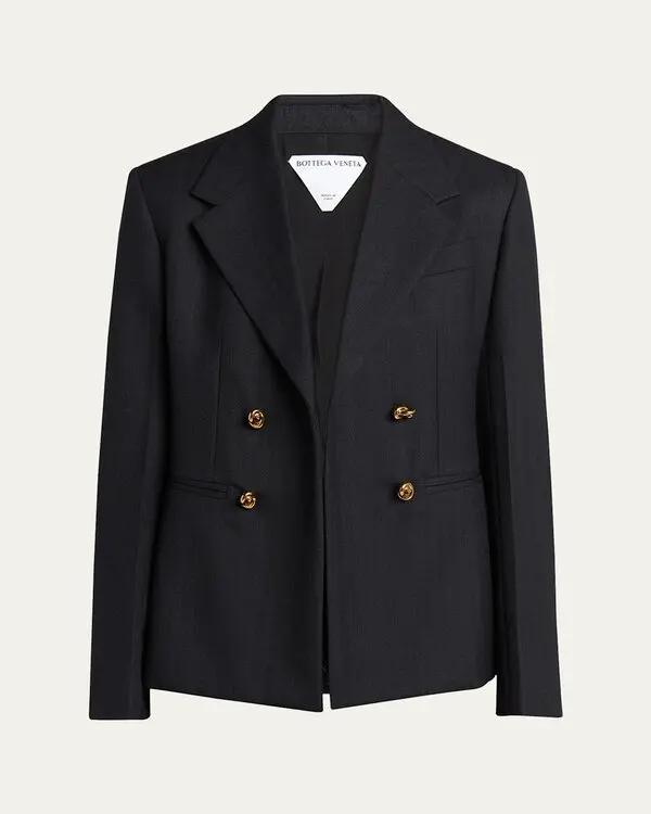 Bottega Veneta Subtle Stripe Knot Button Jacket - Ink-nero