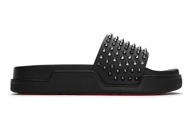 CHRISTIAN LOUBOUTIN Pool Fun Flatin Slides - Black/gun