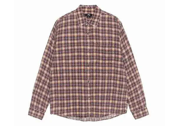 StüSsy Matthew Printed Plaid Shirt - Brick | Editorialist