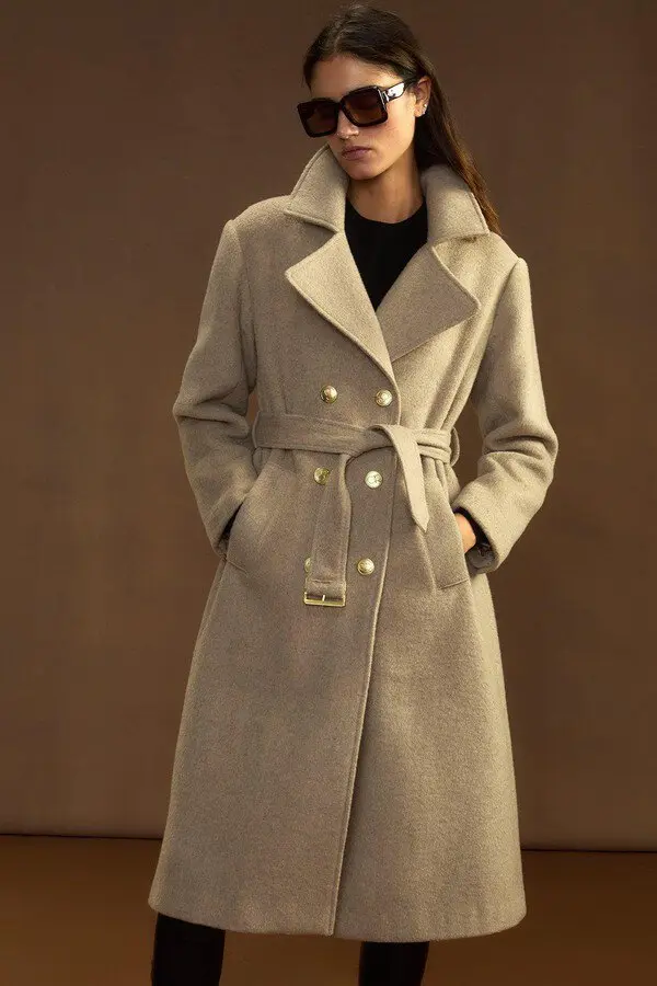 Cynthia Rowley Noa Wool Trench Coat - Brown