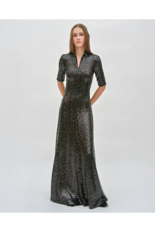 Rosetta Getty Zip-up Turtleneck Gown