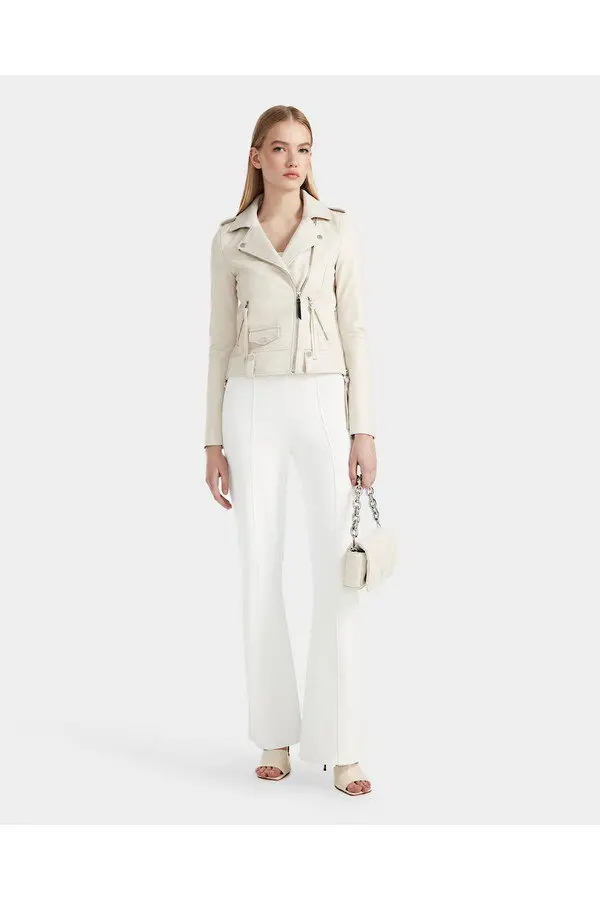 Rudsak Mergo Lambskin Leather Biker Jacket - White