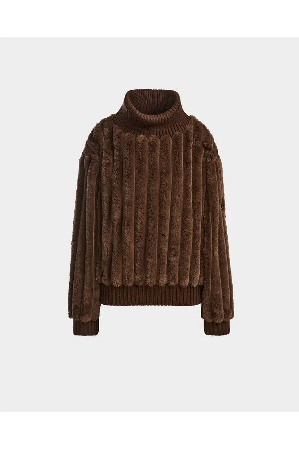Rudsak Faux Fur Turtleneck - Brown