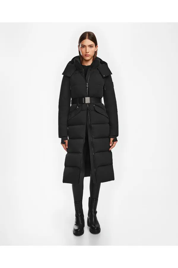 Rudsak Quilted Long Down Puffer With Belt - Black