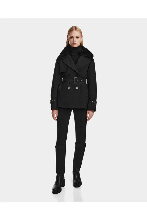 Rudsak Mid-length Trench With Shearling Collar - Black