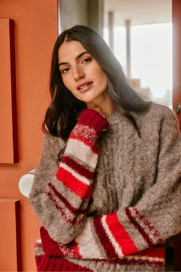 Velvet By Graham & Spencer Elayne Alpaca Striped Sweater