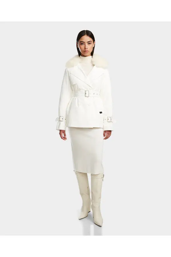 Rudsak Mid-length Trench With Shearling Collar - Natural