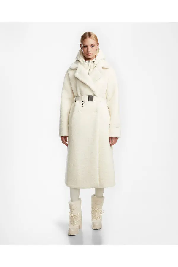 Rudsak Faux Fur Teddy Trench Coat - Red