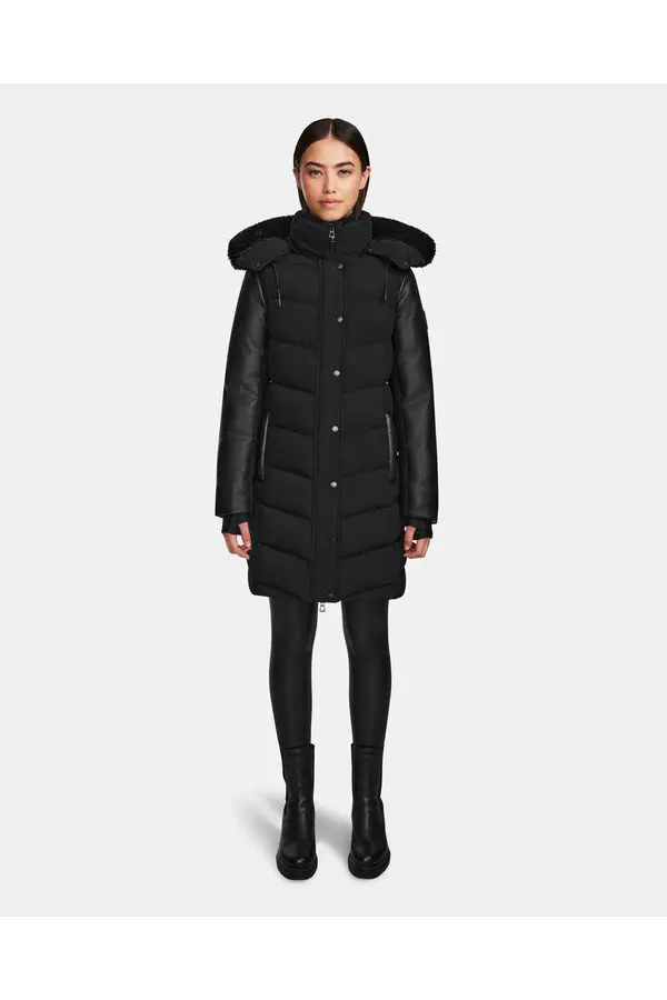 Rudsak Quilted Puffer With Leather Sleeves