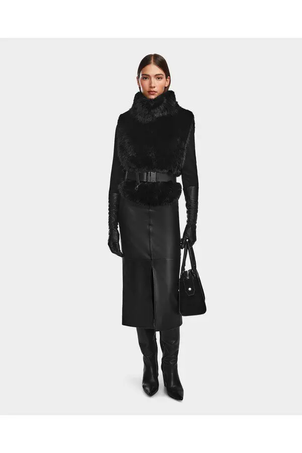 Rudsak Faux Fur Vest With Removable Belt - Black