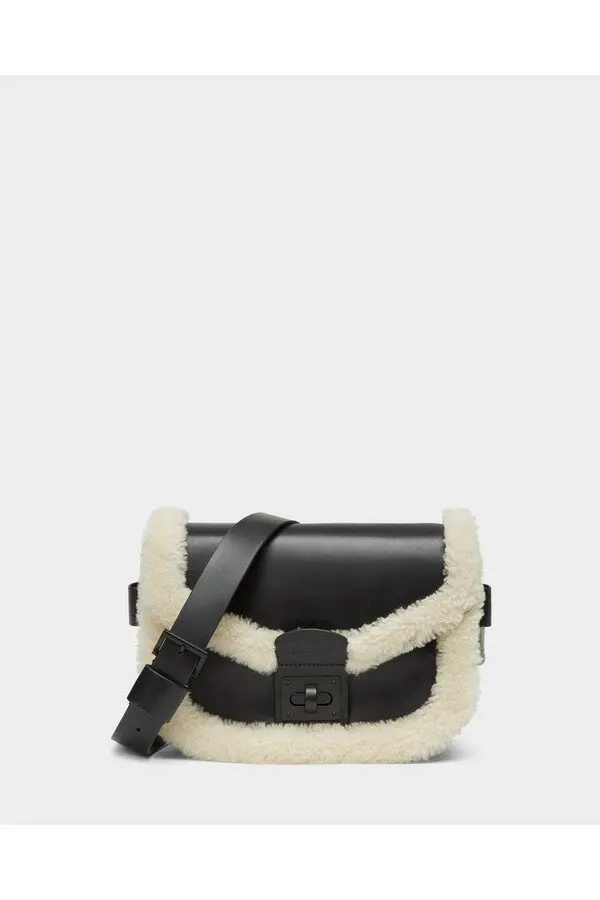 Rudsak Leather Crossbody Bag With Shearling Trim