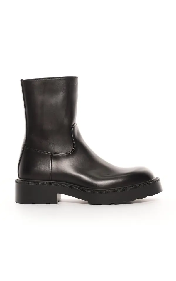 THE ROW Nobilis Leather Ankle Boots - Black