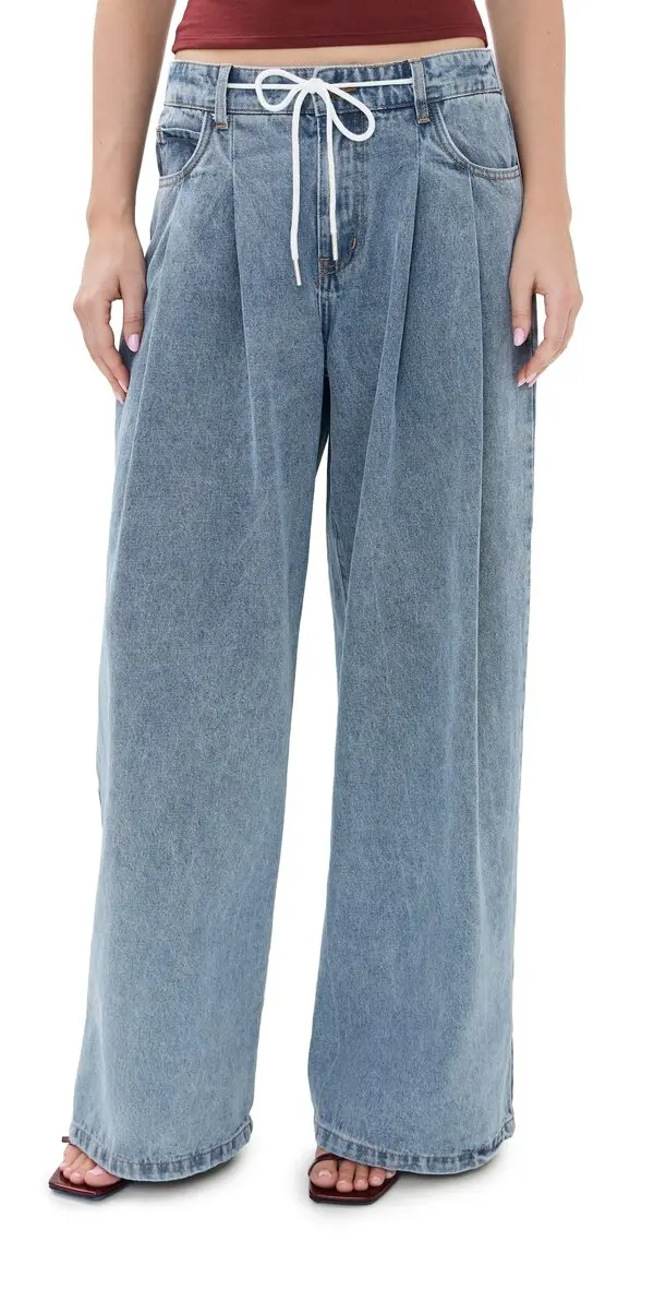 Lioness Slouched Wide Leg Trousers - Washed Blue