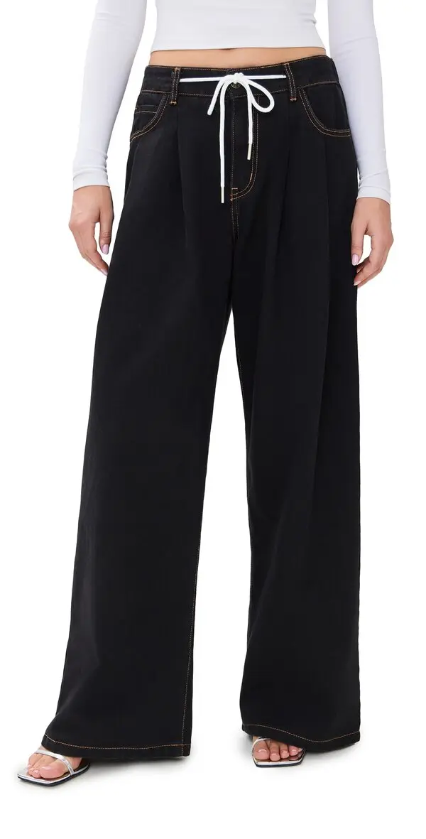 Lioness Slouched Tie-up Pants - Onyx