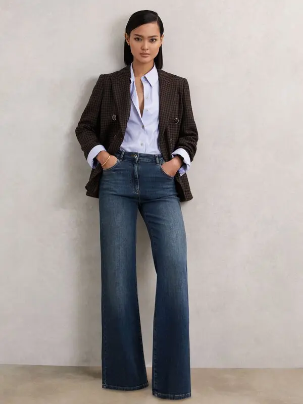 REISS Bonnie Mid-rise Flared Jeans - Mid Blue