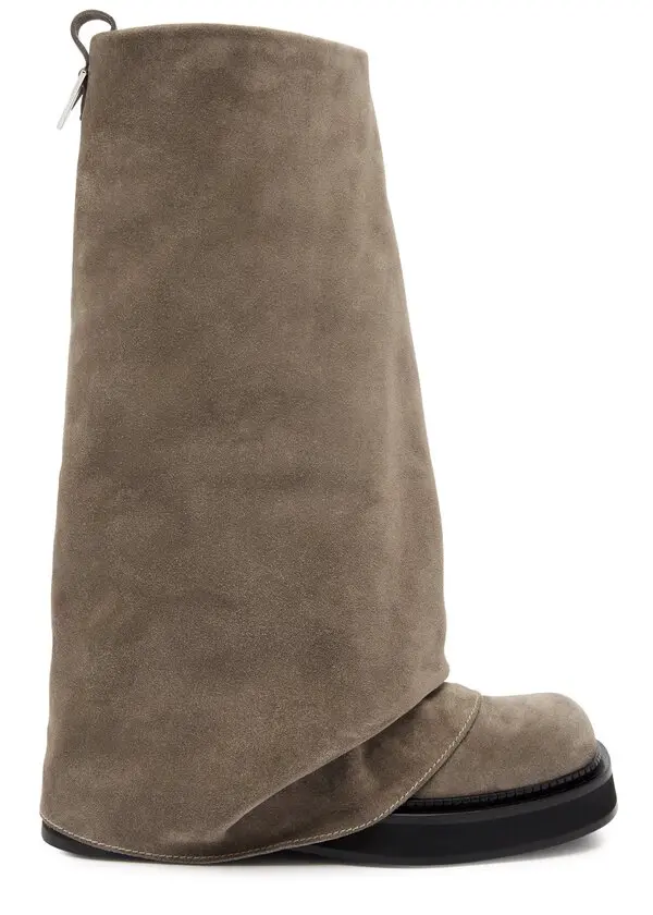 Attico Robin Suede Combat Boots - Taupe