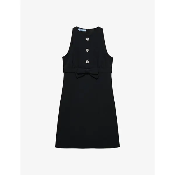 Prada Sablè Compact Woven Mini Dress - Black