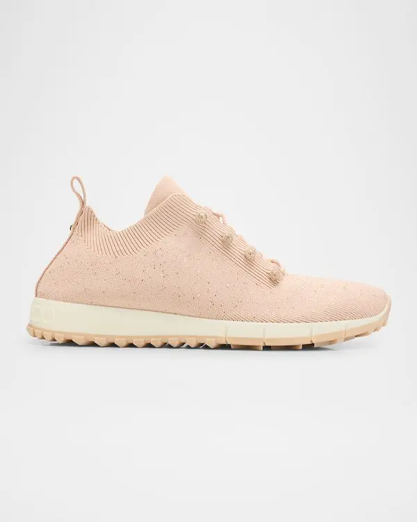 JIMMY CHOO Veles Sequin Knit Trainer Sneakers - Macaroon