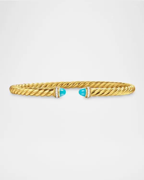 David Yurman Cablespira 18k Gold Bracelet - Turquoise