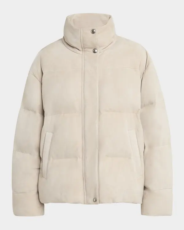 Loro Piana Jools Soft Techno Suede Puffer Jacket - Castle Gray