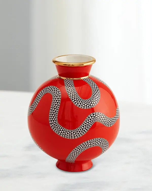 Jonathan Adler Eden 9" Round Vase - Orange
