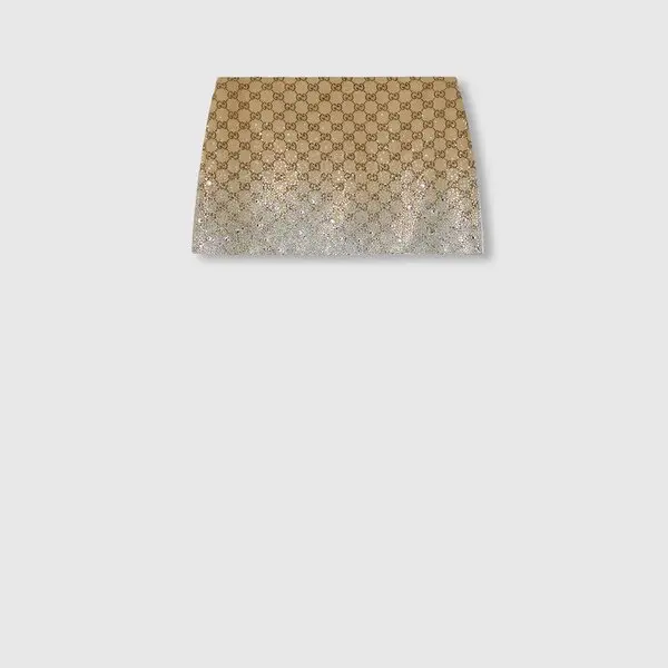 Gucci Embroidered Gg Canvas Mini Skirt - Beige