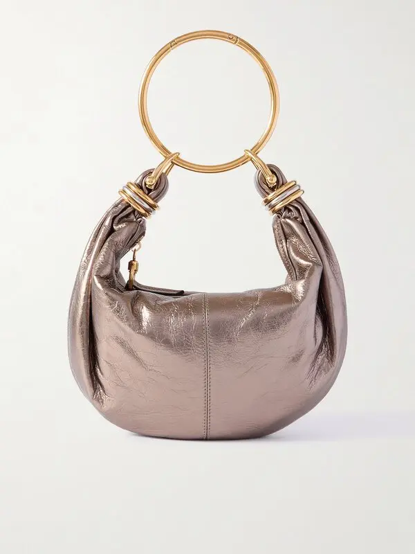 Chloé Bracelet Embellished Leather Shoulder Bag - Metallic