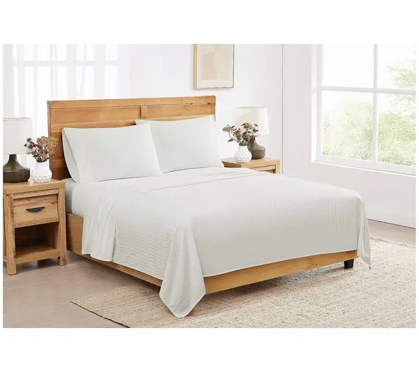 ROYAL VELVET Signature Dobby Stripe 4 Piece Cal King Sheet Set