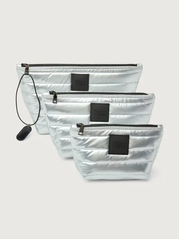 THINK ROYLN Travel Trio Pouches - Pearl Silver