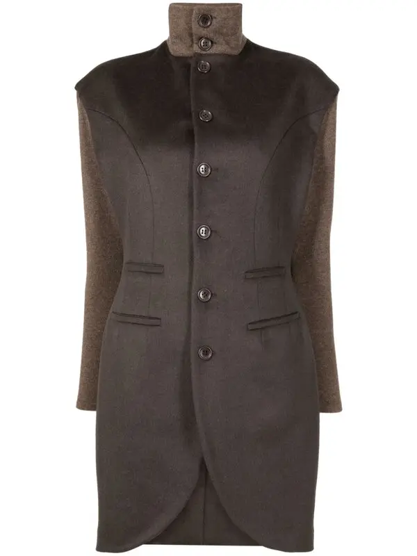GLORIA COELHO Knitted-panel Wool Coat