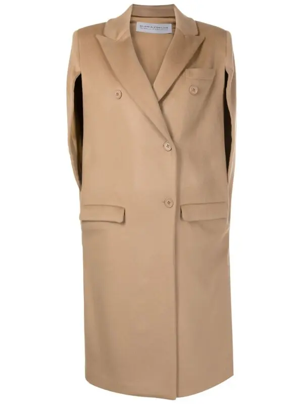GLORIA COELHO Asymmetric Wool Cape Coat