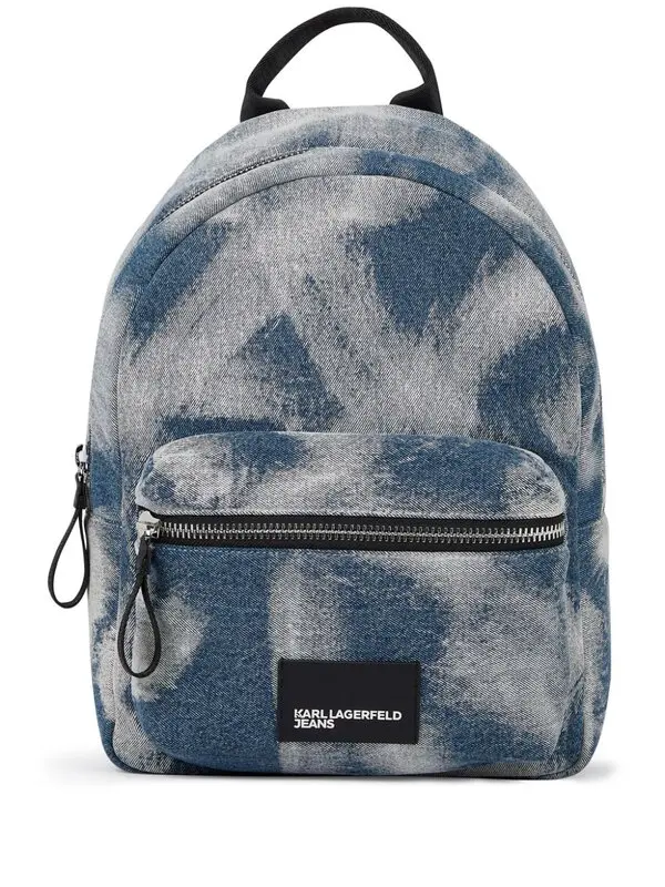 Karl Lagerfeld Logo-Patch Denim Backpack - Blue | Editorialist display picture 3