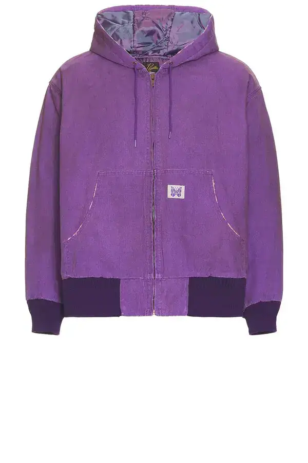 Needles Zipped Work Hoody 11oz Cotton Oxford In Purple - 50% Off