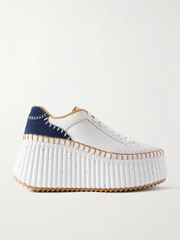 Chloé Nama Leather Platform Sneakers - White