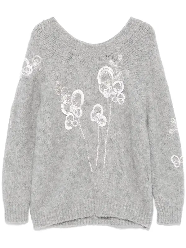 Bernadette Orchid Jewels Jumper - E19 - Orchid Jewels On Light Grey Melange Knit