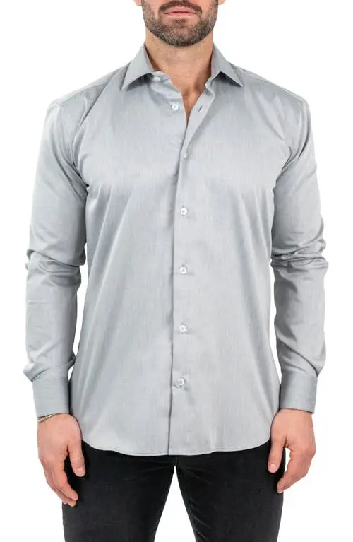 MACEOO Classic Silverfox Cotton Twill Button-up Shirt