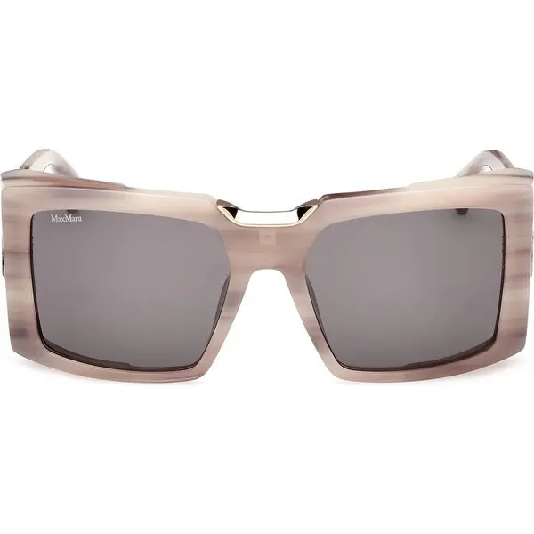 Max Mara 55mm Rectangular Sunglasses - Feather Gray/ Gold / Smoke
