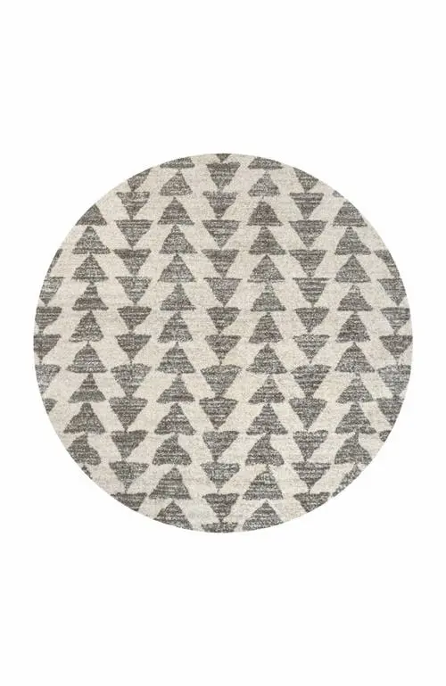 JONATHAN Y Aisha Moroccan Triangle Geometric Round Area Rug - Cream/gray