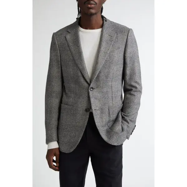 Zegna Textured Cashmere Sport Coat - Grey