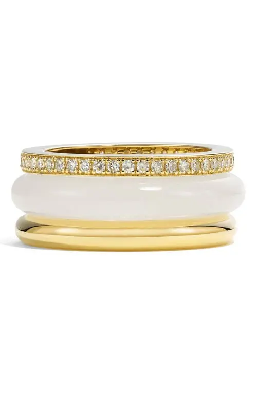 BY PARIAH Slim Classic Set Of 3 Stacked Rings - White Jasper