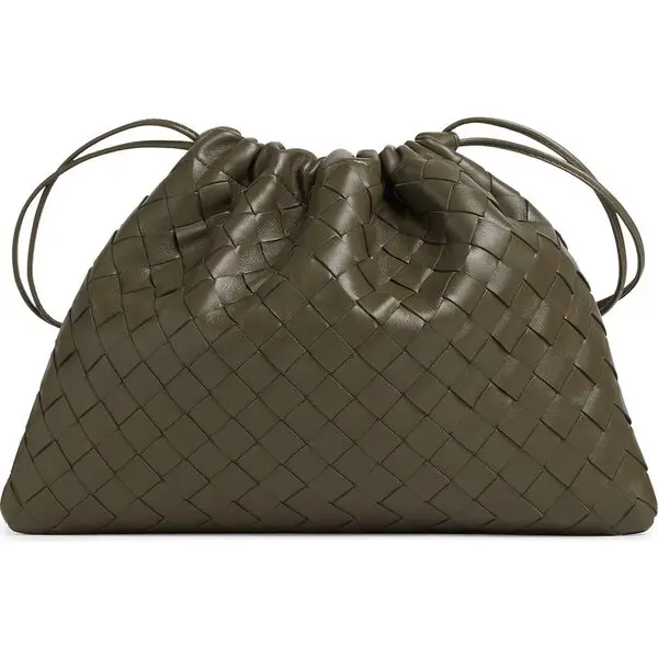 Bottega Veneta Medium Intrecciato Leather Shoulder Bag - 3228 Cypress-gold