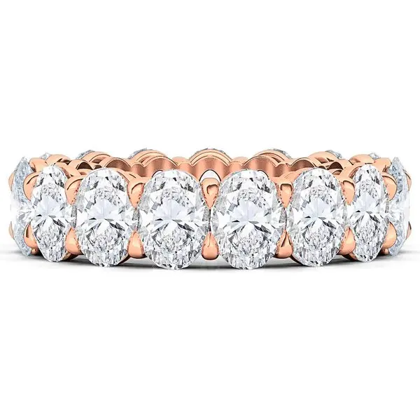 HAUTECARAT Oval Cut Lab Grown Diamond Eternity Ring - Rose Gold