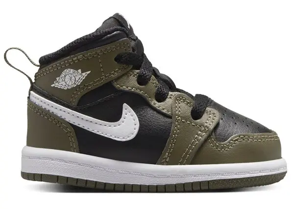 JORDAN 1 Mid Sneakers - Black/medium Olive/white