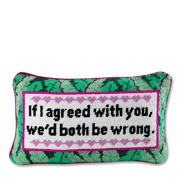 FURBISH Both Be Wrong Needlepoint Pillow, 15 X 9 - Multi
